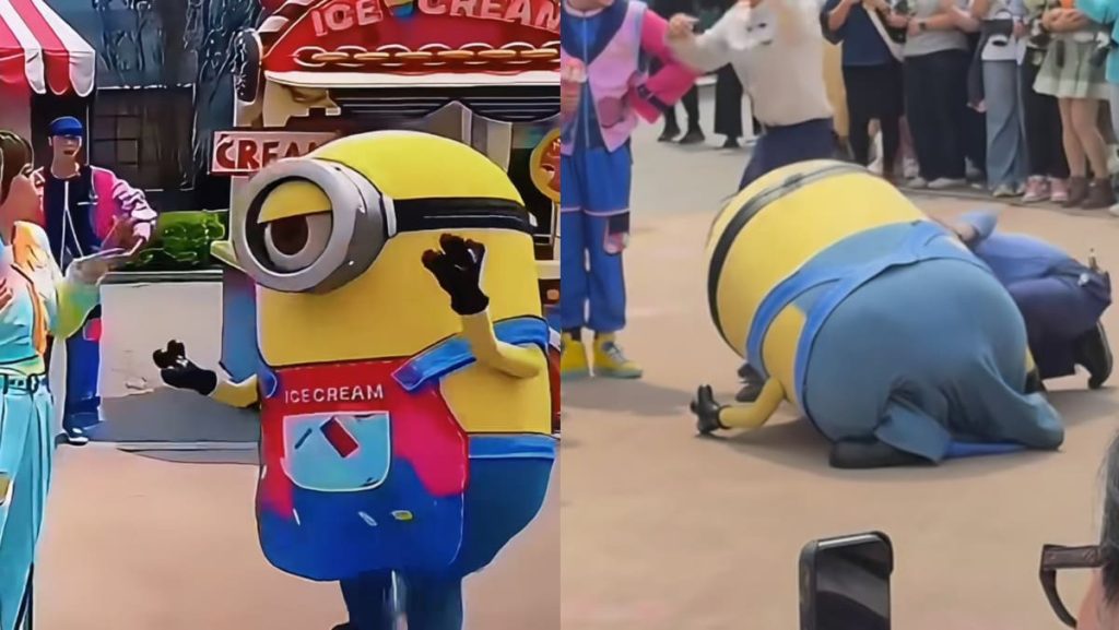 Minion Performer Falls Over At Universal Studios Beijing; Unable To Get ...